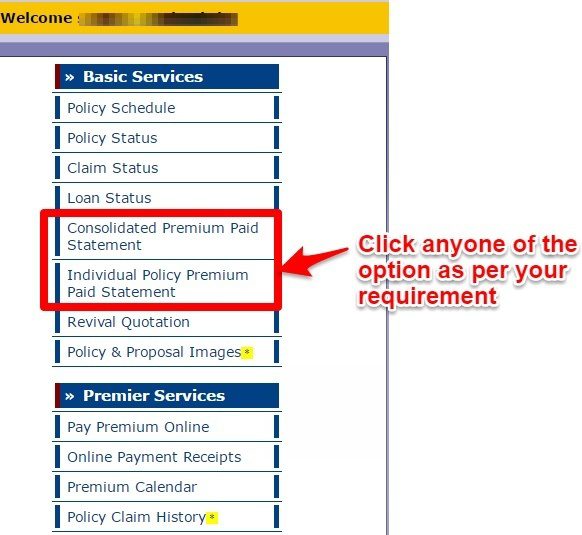 Steps to download LIC premium payment receipt online - BasuNivesh