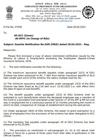 EDLI Scheme 2021 - EPF Life Insurance of Rs. 7 Lakh